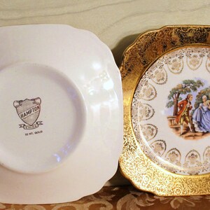 Vintage Hampton China Plates - Colonial Design - Warranted 22K Gold ...