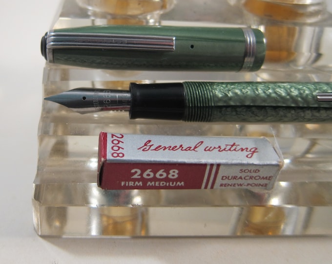 Restored Esterbrook "lj" Fountain Pen Green W/ NOS 2668 Medium Nib ...