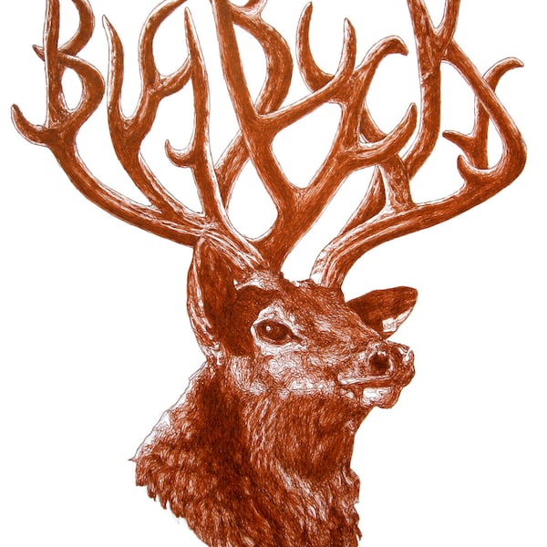 Big Bucks Original Deer Illustration Pen and Ink Sienna Drawing - Etsy