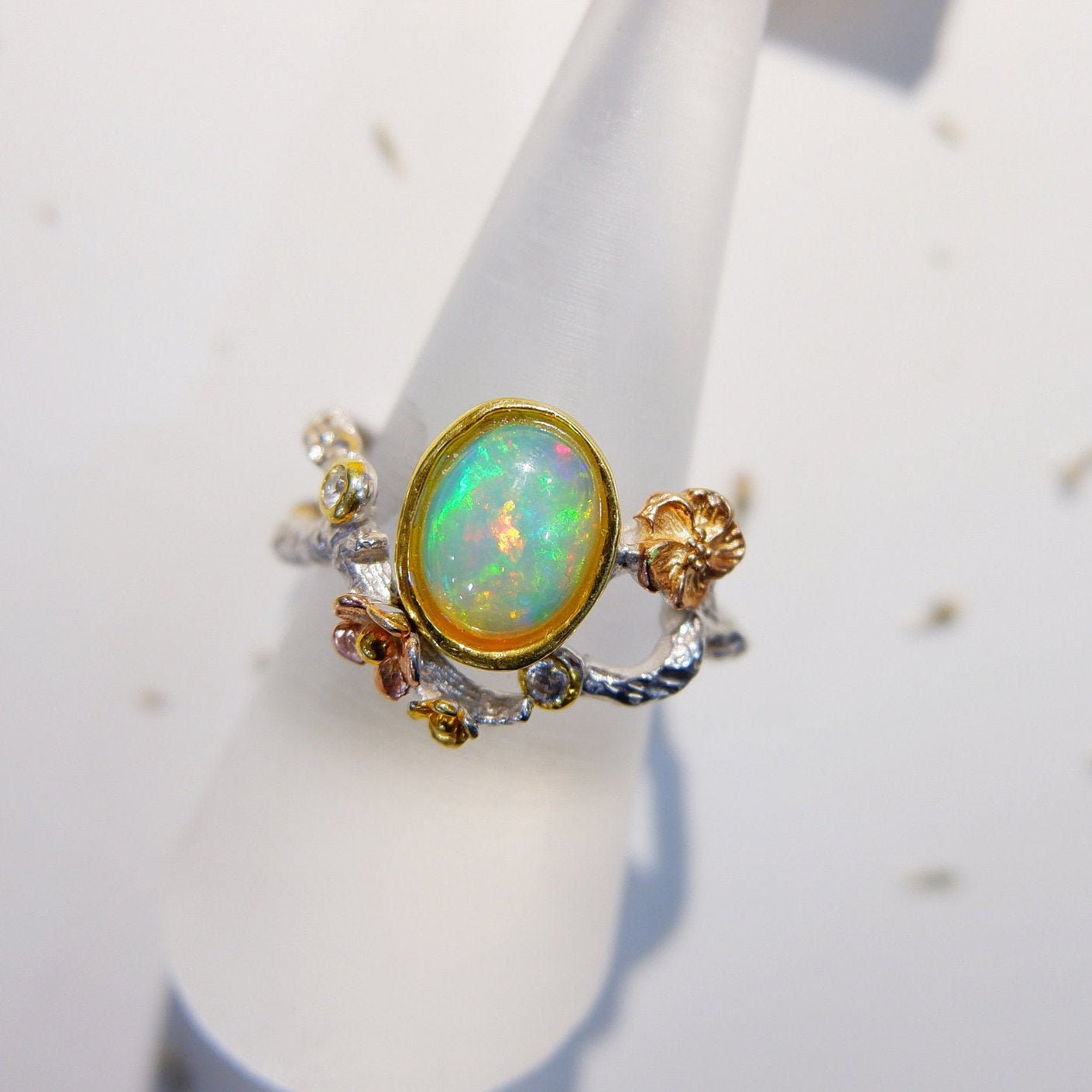 Opal Ring Featuring an Ethiopian Opal in a Bezel Setting With | Etsy