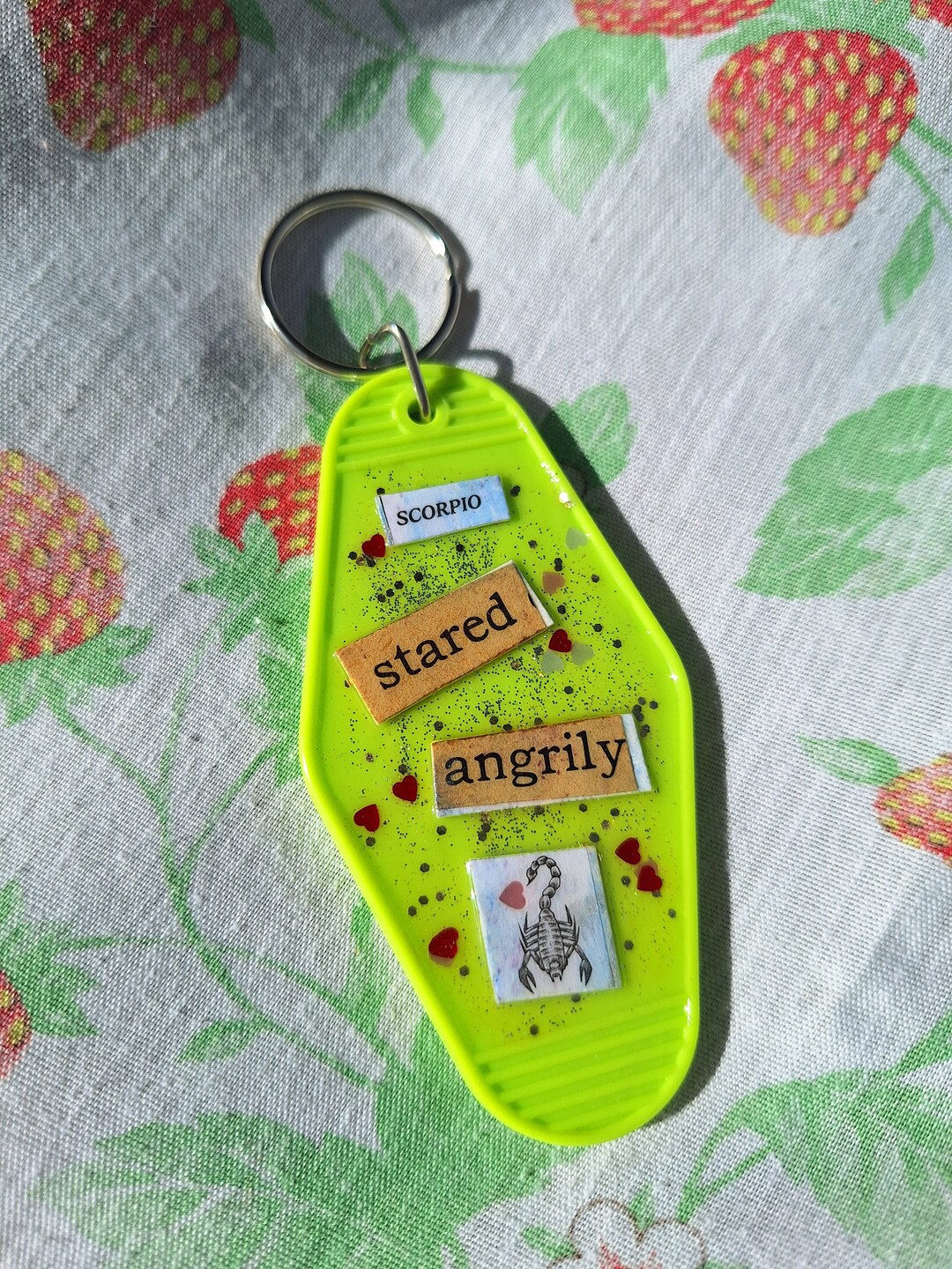 The Scorpio's Oracle Bright Green Retro Hotel Tag Keychain Handmade ...