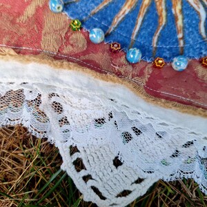 Sous Le Soleil Fabric Collage - Handmade Mixed Media Beaded Wall ...