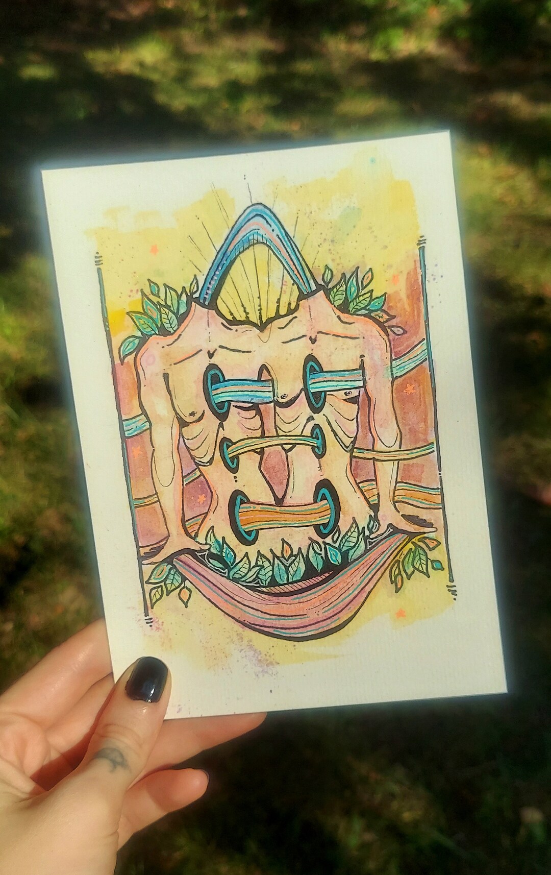 Alchemical Marriage 5x7 Mini Painting Metaphysical Spiritual Twin Flame ...