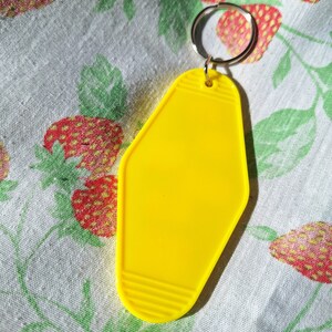 The Libra's Oracle - Bright Yellow Retro Hotel Tag Keychain - Handmade ...