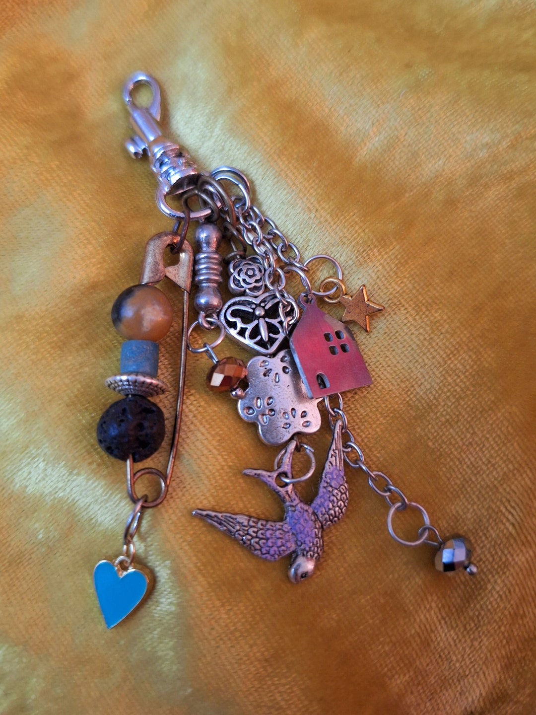 The Hermit Cluttercore Bag Charm Cluster Keychain Zipper Pull Heart ...