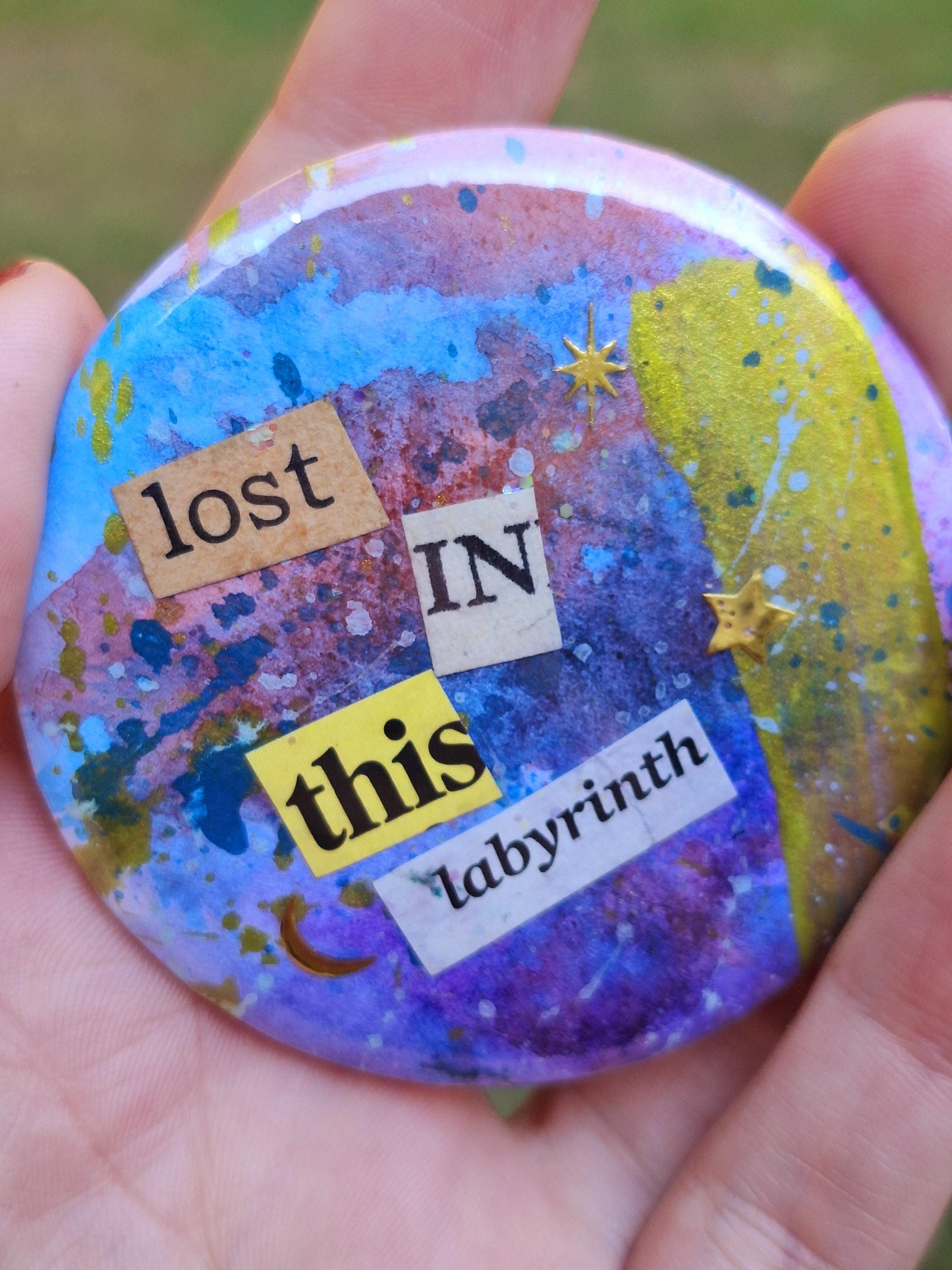 Lost in This Labyrinth - Mixed Media Art Pin - Handmade Button Badge ...
