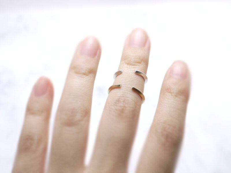 Triangle Cuff Ring Adjustable Silver Brass Open Ring | Etsy