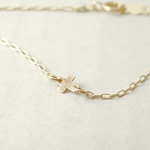 Tiny Gold Cross Bracelet - Gold Filled Sideways Cross - Minimal Dainty ...