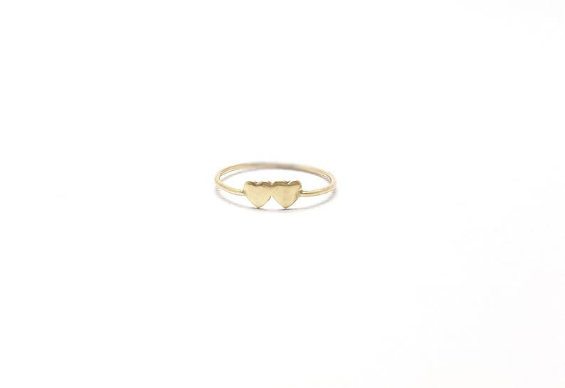Tiny Double Heart Ring - Gold Hearts - Pair of Hearts - Love Ring ...