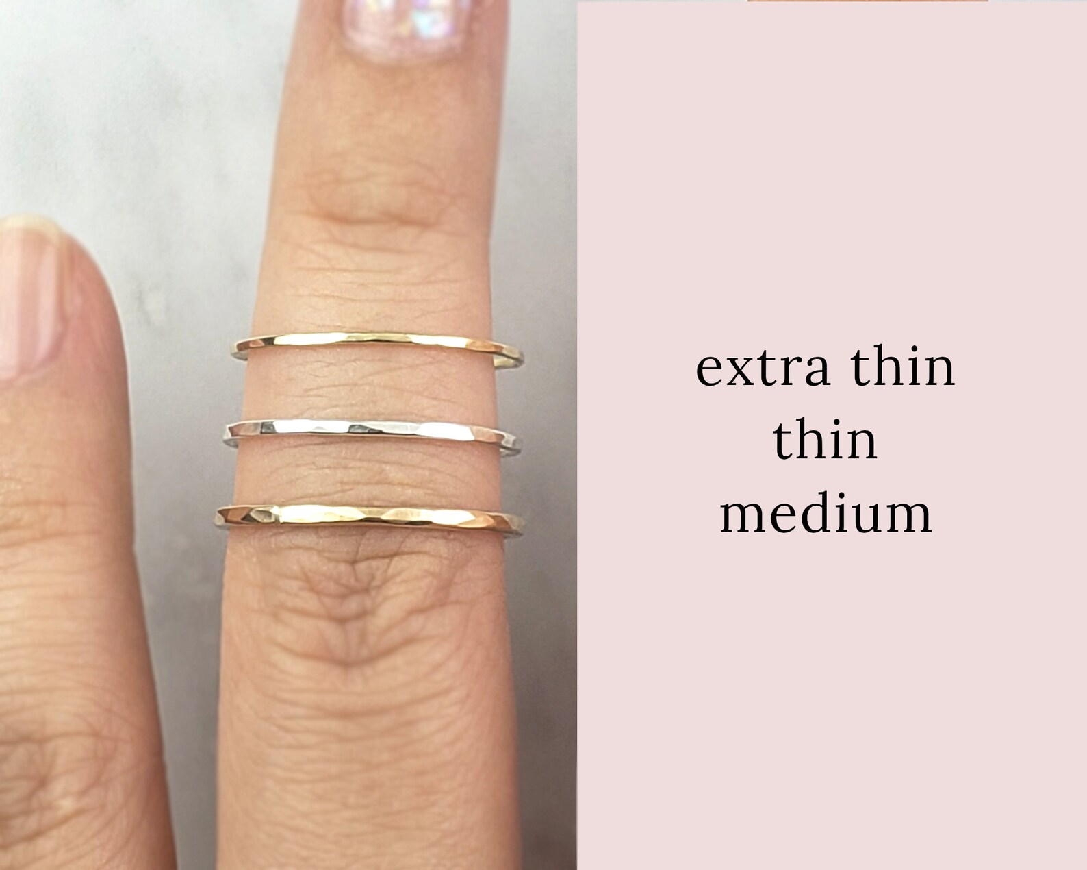 Extra Thin Stacking Rings Silver Stacking Bands Faceted | Etsy