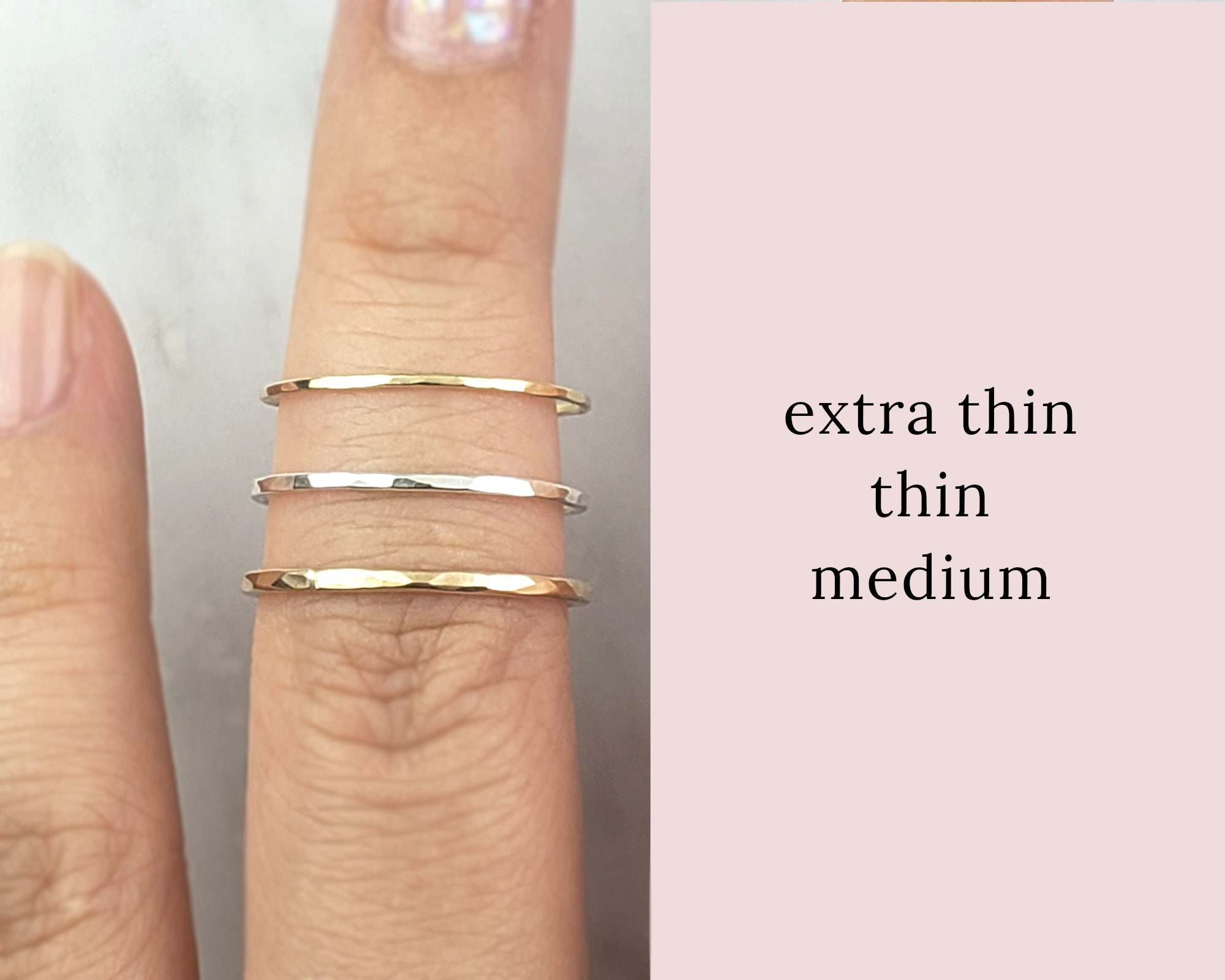 Extra Thin Stacking Rings Silver Stacking Bands Faceted | Etsy