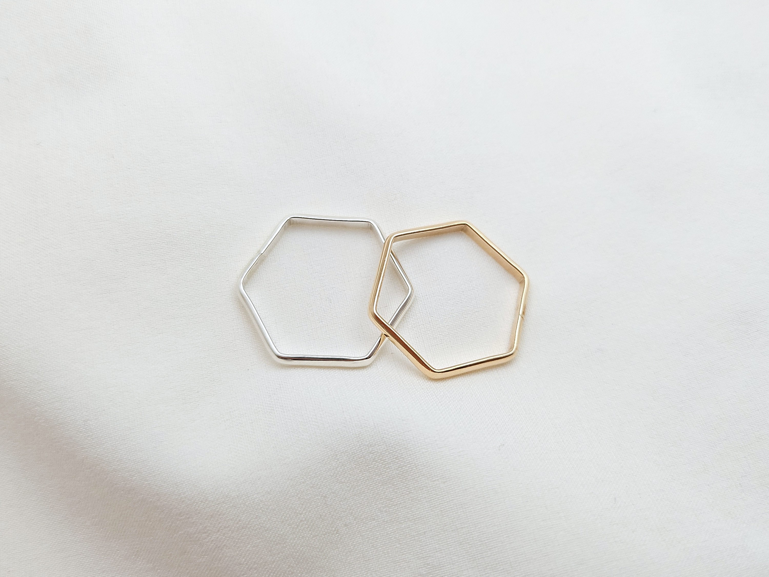 Modern Hexagon Ring - Half Round Hexagon - Stacking Ring - Minimalist ...