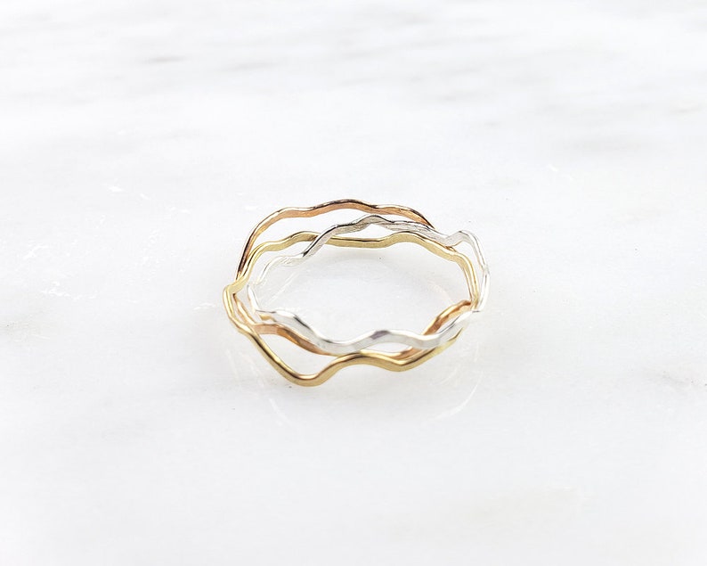 Hammered Squiggle Ring Organic Stacking Ring Gold Filled - Etsy