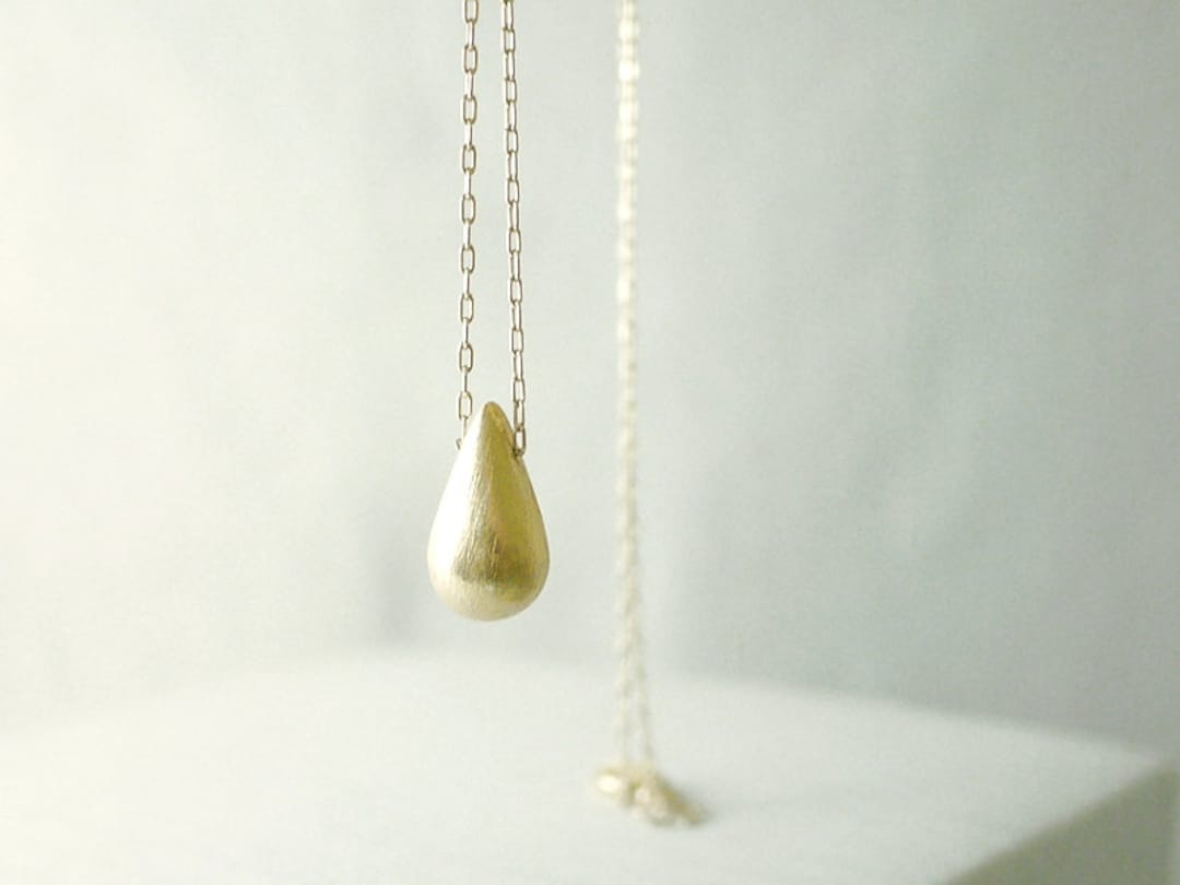 Gold Teardrop Necklace - Long Gold Filled - Simple Minimal Illusy - Etsy