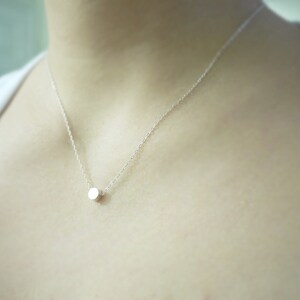 Silver Circle Dot Necklace - Tiny Bead on Sterling Silver Chain ...