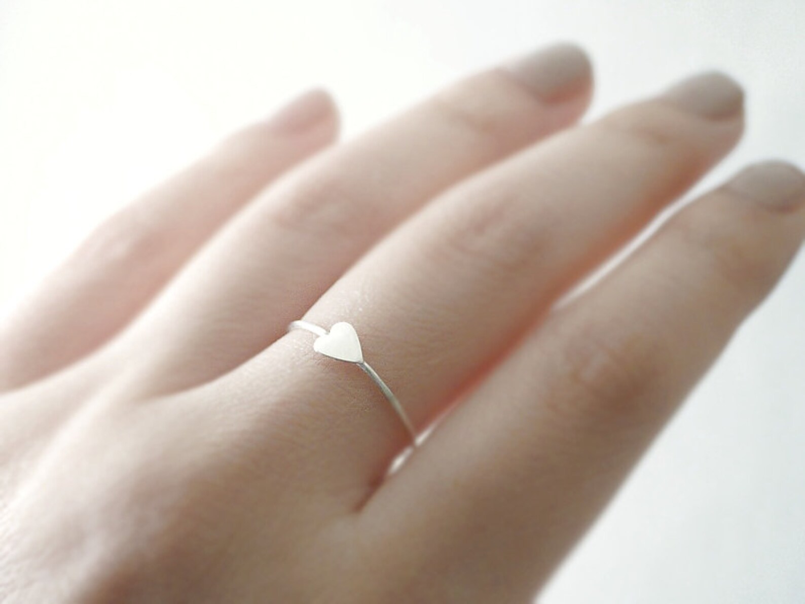Silver Heart Ring Sideways Heart Delicate and Dainty - Etsy