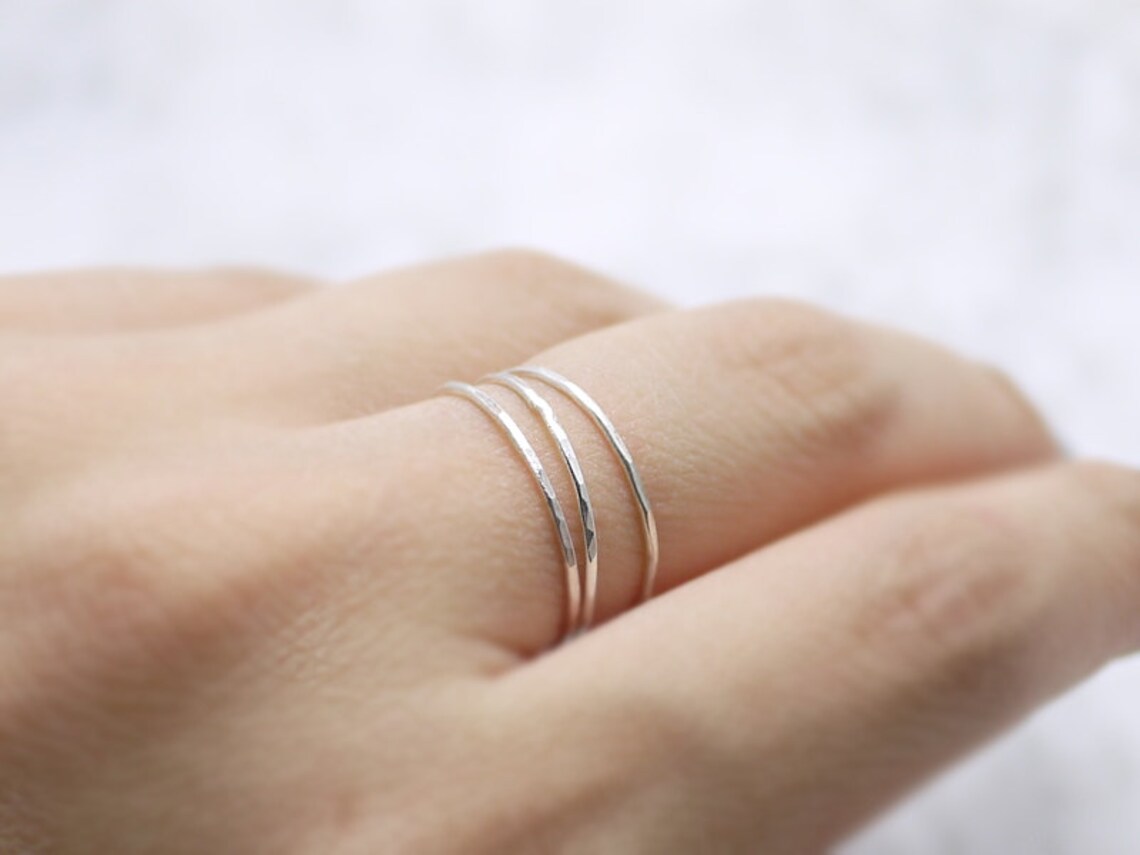 Extra Thin Stacking Rings - Silver Stacking Bands - Faceted Stacks ...