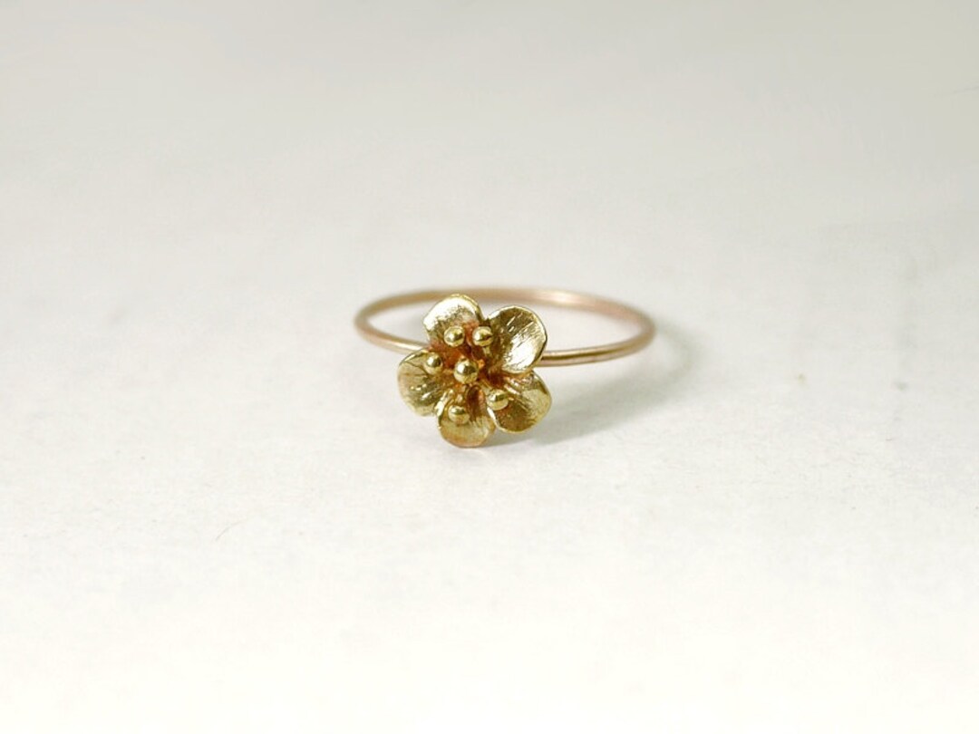 Gold Flower Ring - Blossom Ring - Stacking Rings - Bridesmaid Gifts - Etsy