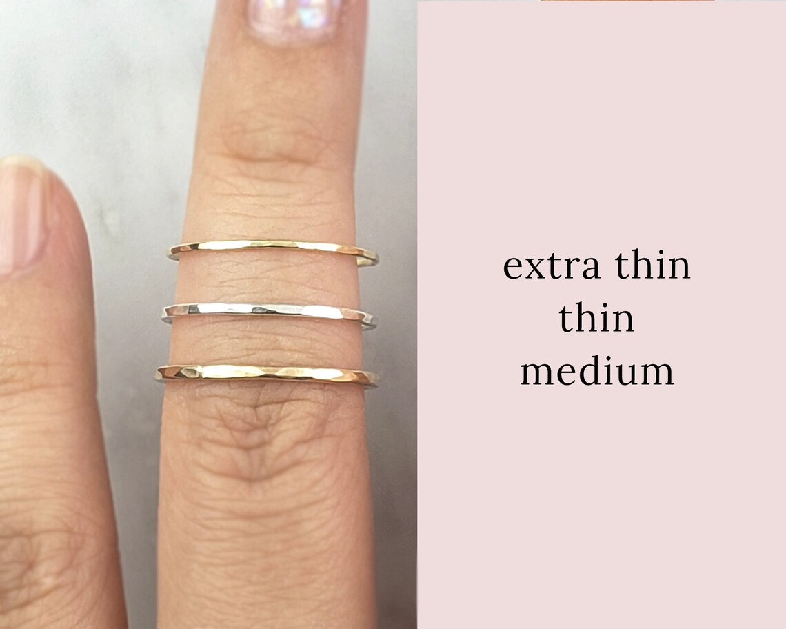 Daily Ring Set Three Ring Set Gold Ring Set Silver Ring - Etsy