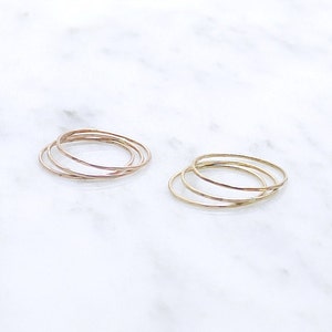 Extra Thin Gold Stacking Rings - Skinny Rings - Thin Hammered Ring ...