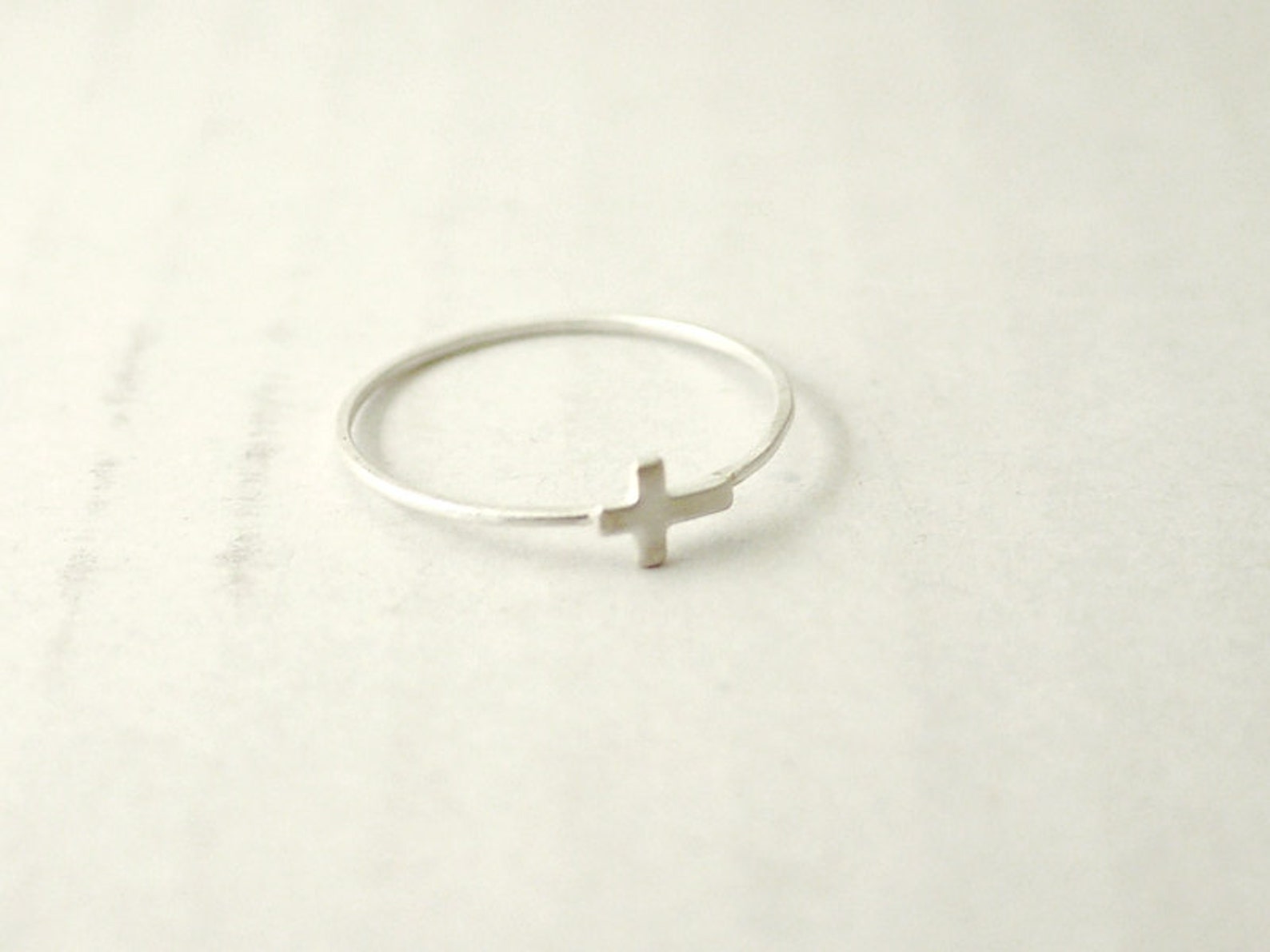 Silver Cross Ring Side Cross Ring Small Cross Minimal - Etsy