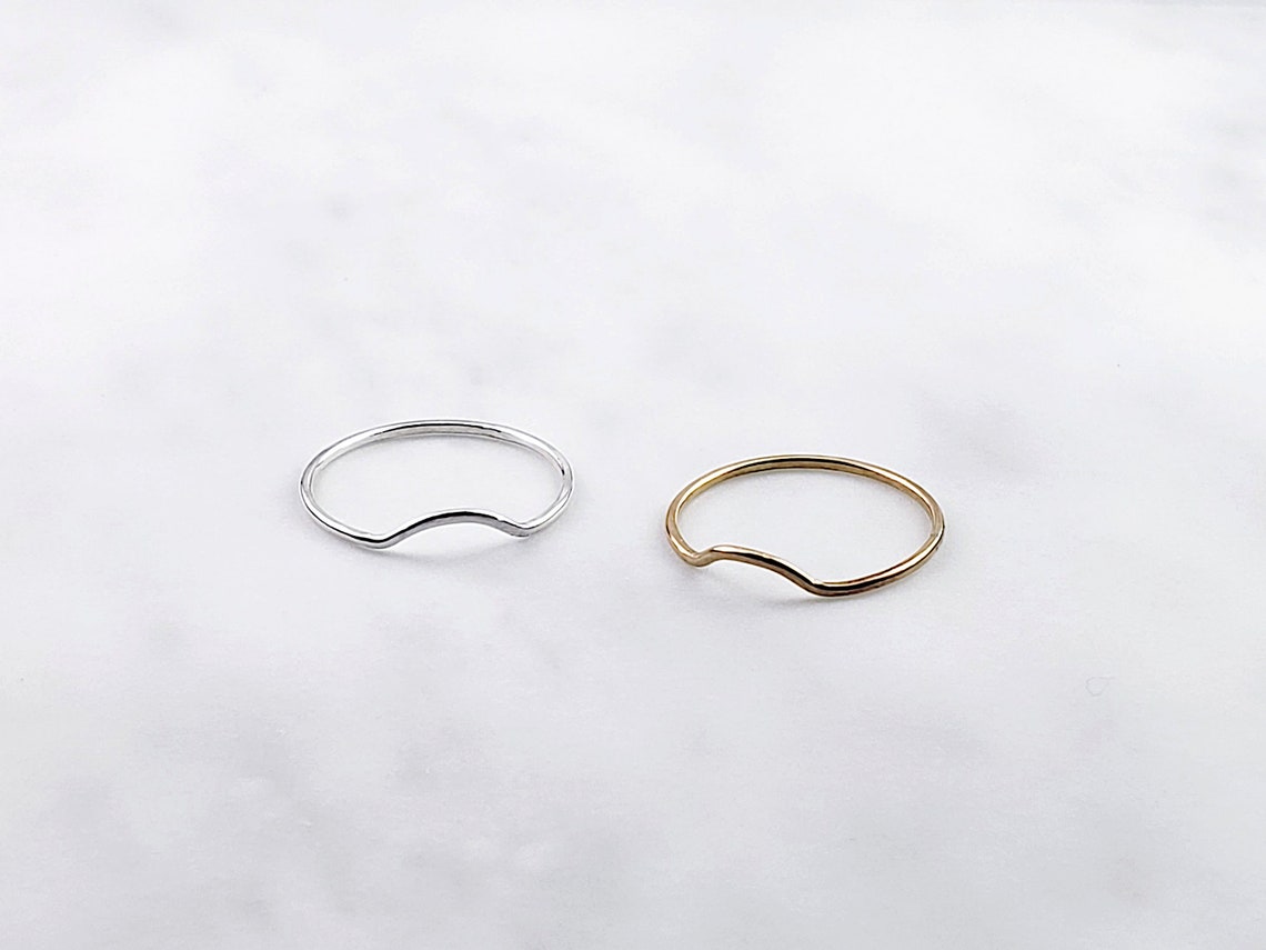 Curve Ring Minimalist Band Bump Ring Silver Curve Gold | Etsy