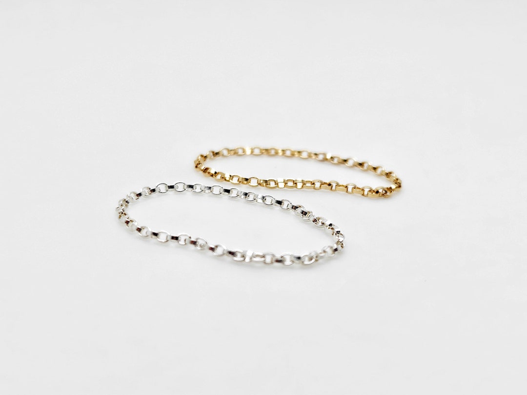 Rolo Chain Ring - Silver Chain Ring - Gold Chain Ring - Dainty Chain ...