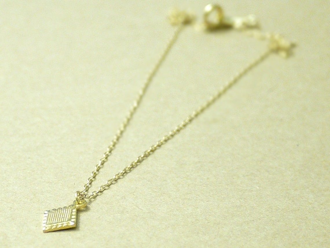 Tiny Gold Diamond Necklace Tiny Diamond Charm on 14K Gold - Etsy