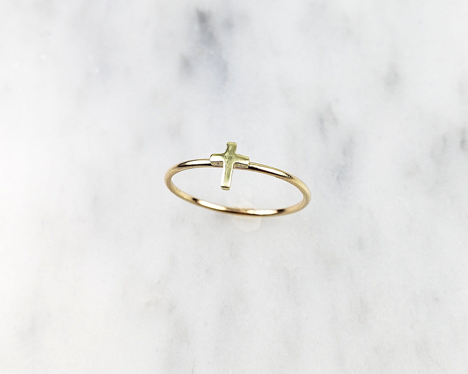 Gold Cross Ring - Sideways Cross - Stacking Ring - Faith Ring ...