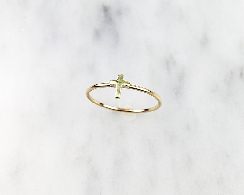 Gold Cross Ring Sideways Cross Stacking Ring Faith Ring - Etsy