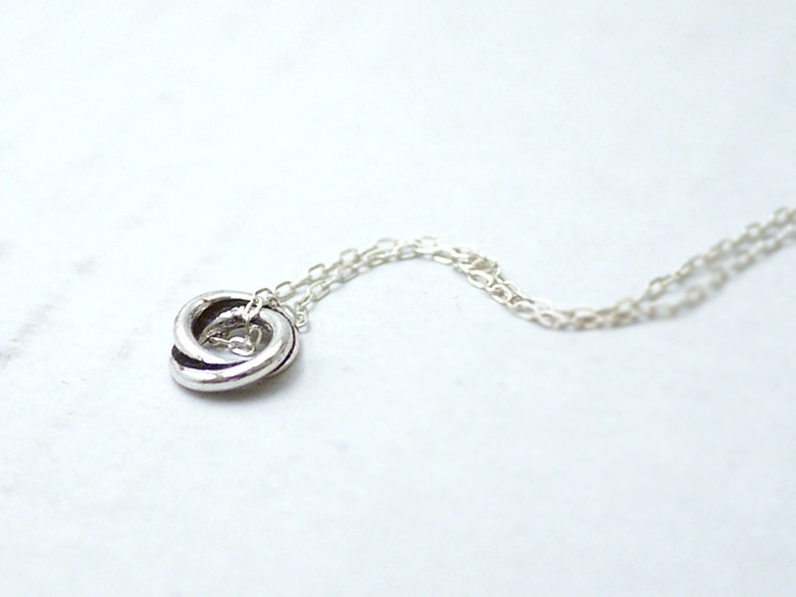 Tiny Circle Necklace Unity Eternal Charm on Sterling Silver | Etsy