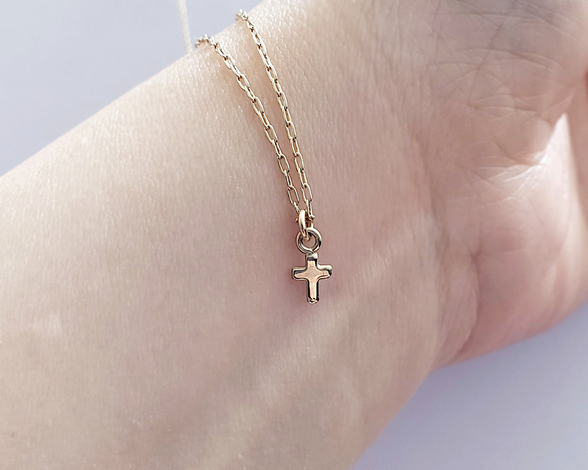 Tiny Gold Cross Necklace Small Gold Cross Delicate Dainty - Etsy UK