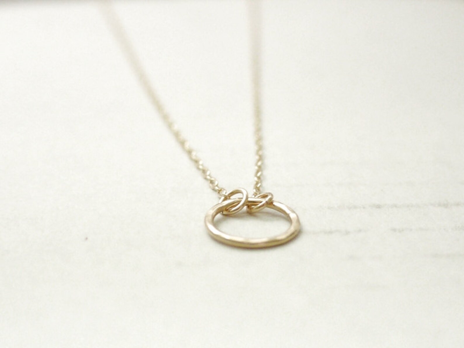 Gold Eternity Necklace Circle Charm Hammered Eternity - Etsy