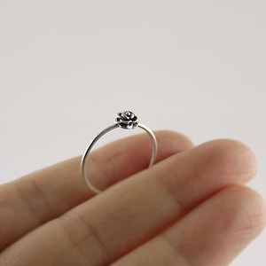 Silver Flower Ring - Blossom Ring - Tiny Floral - Layering Stacking ...