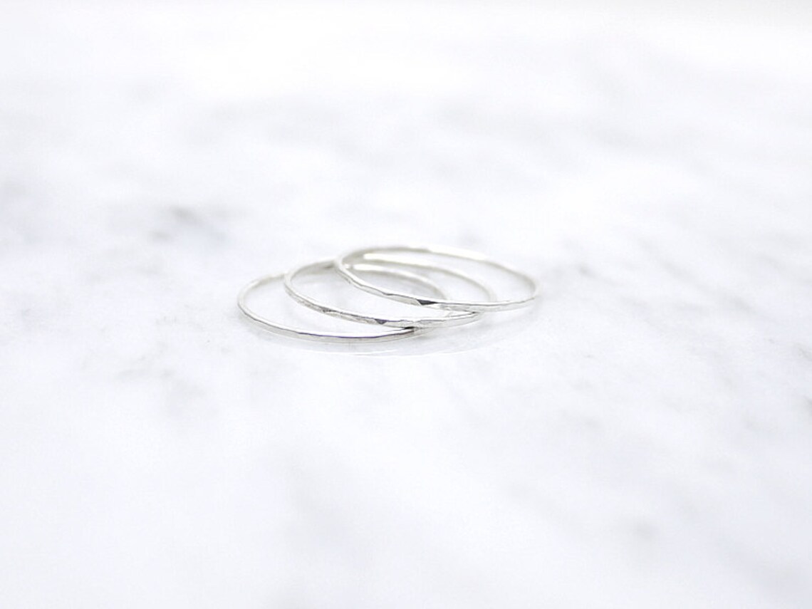Extra Thin Stacking Rings Silver Stacking Bands Faceted | Etsy