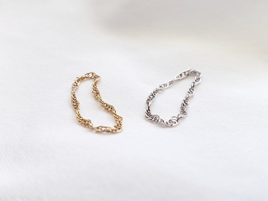 Rope Chain Ring - Gold Chain Ring - Silver Chain Ring - Thin Stacking ...