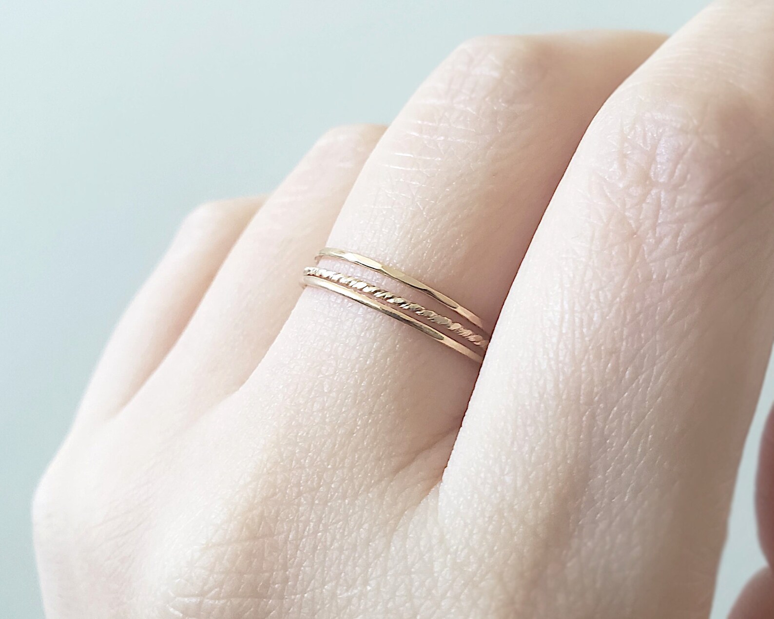 Daily Ring Set Three Ring Set Gold Ring Set Silver Ring - Etsy
