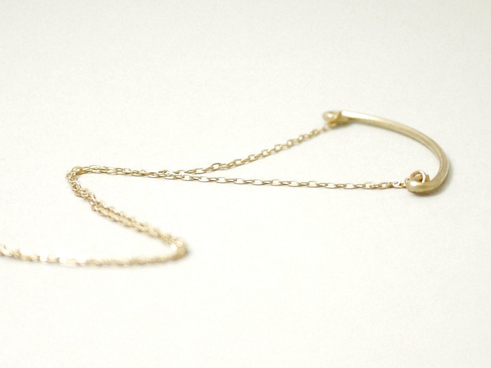 Gold Curve Bar Necklace Thin Brass Wire on Gold Filled - Etsy