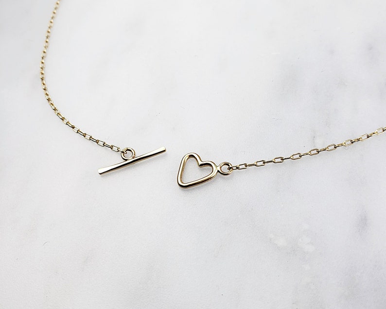Heart Toggle Chain Necklace Small Heart Gold Silver | Etsy