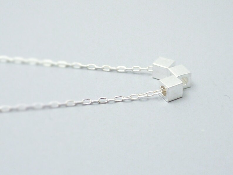 Tiny Cubes Necklace Geometric Sterling Silver Chain - Etsy