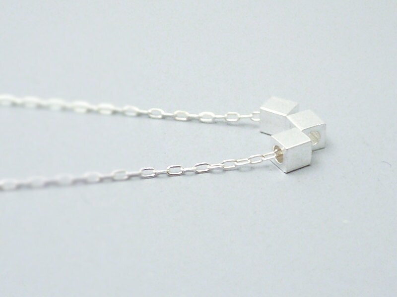 Tiny Cubes Necklace Geometric Sterling Silver Chain - Etsy