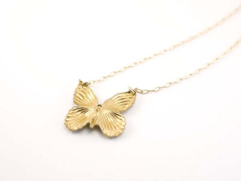 Butterfly necklace gold necklace nature delicate jewelry | Etsy