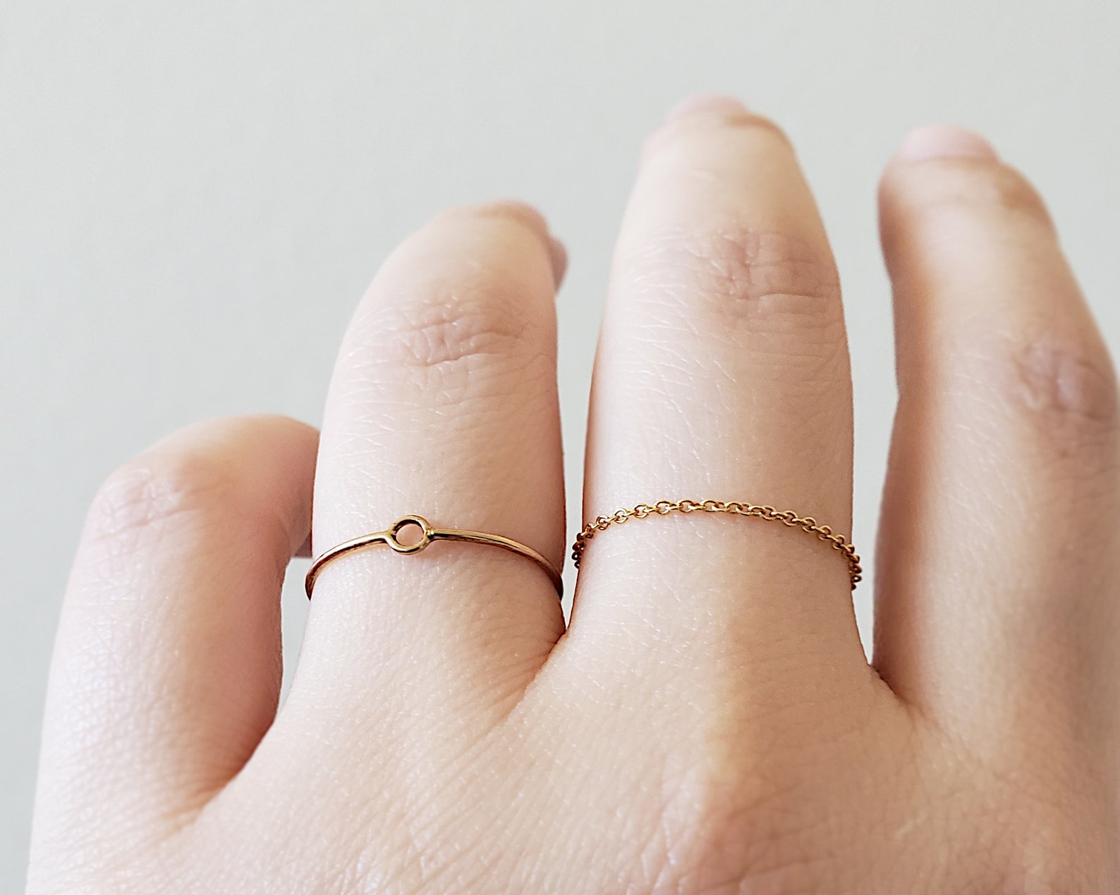 Circle Chain Ring - Tiny Chain - Gold Chain Ring - Silver Chain Ring ...