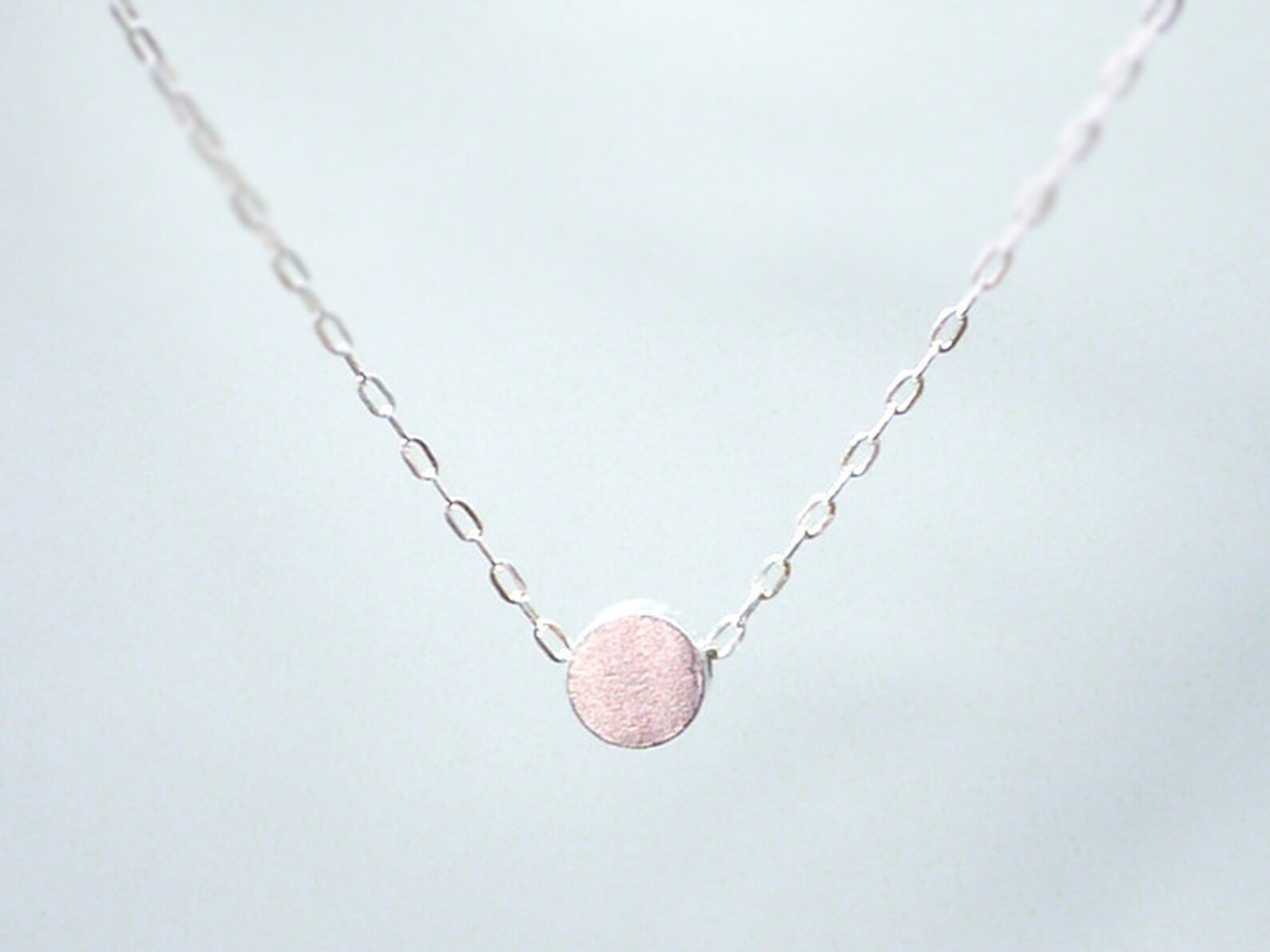 Silver Circle Dot Necklace - Tiny Bead on Sterling Silver Chain ...