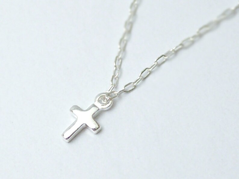 Silver Cross Necklace - Tiny Silver Cross - Dainty Cross Necklace ...