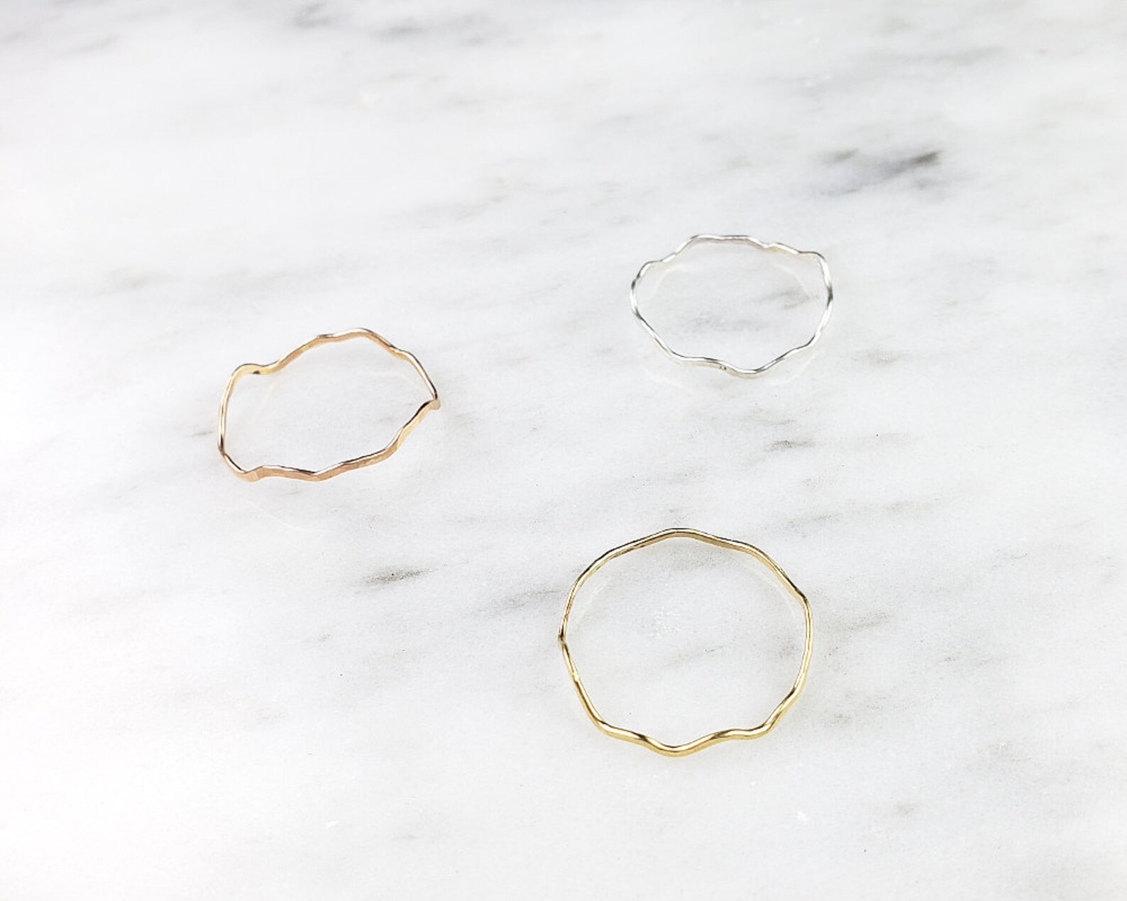Hammered Squiggle Ring Organic Stacking Ring Gold Filled - Etsy