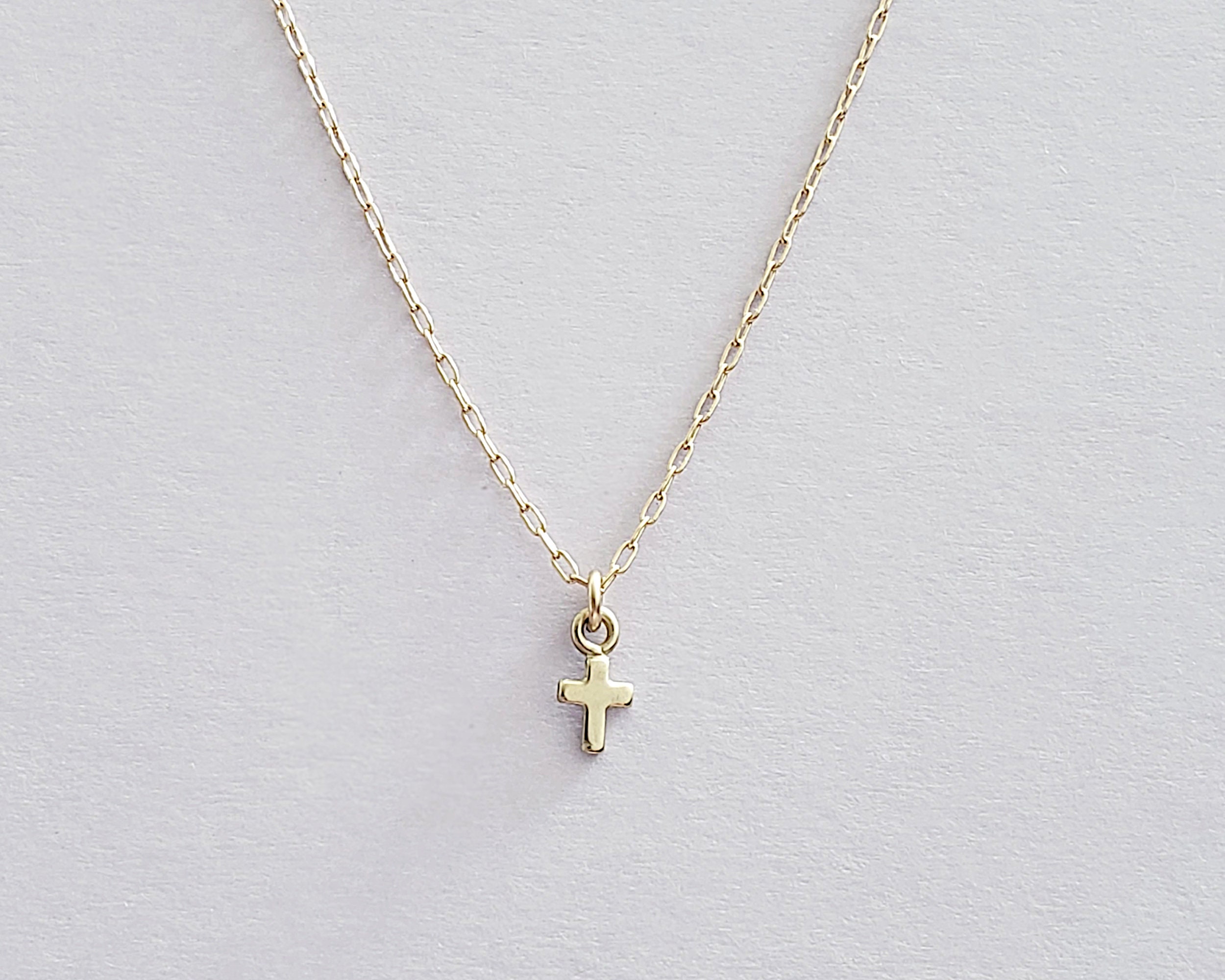 Tiny gold cross necklace small gold cross delicate dainty | Etsy