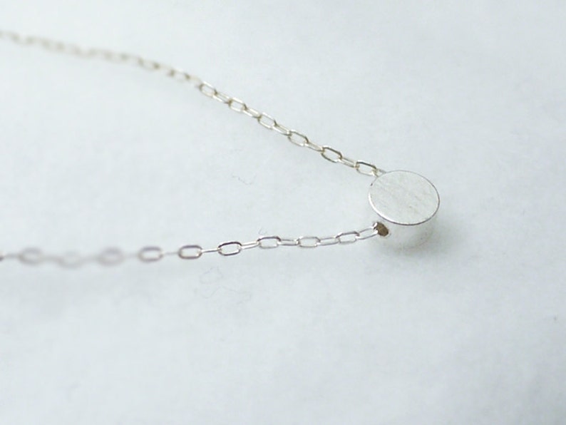 Silver Circle Dot Necklace - Tiny Bead on Sterling Silver Chain ...
