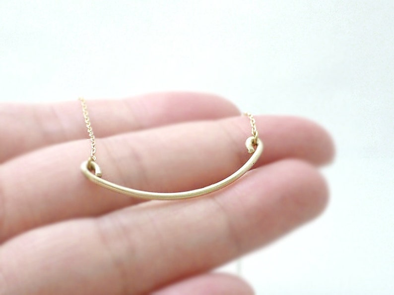 Gold Curve Bar Necklace Thin Brass Wire on Gold Filled - Etsy