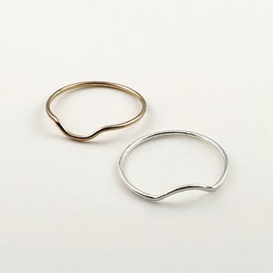 Curve Ring - Minimalist Band - Bump Ring - Silver Curve - Gold Curve ...